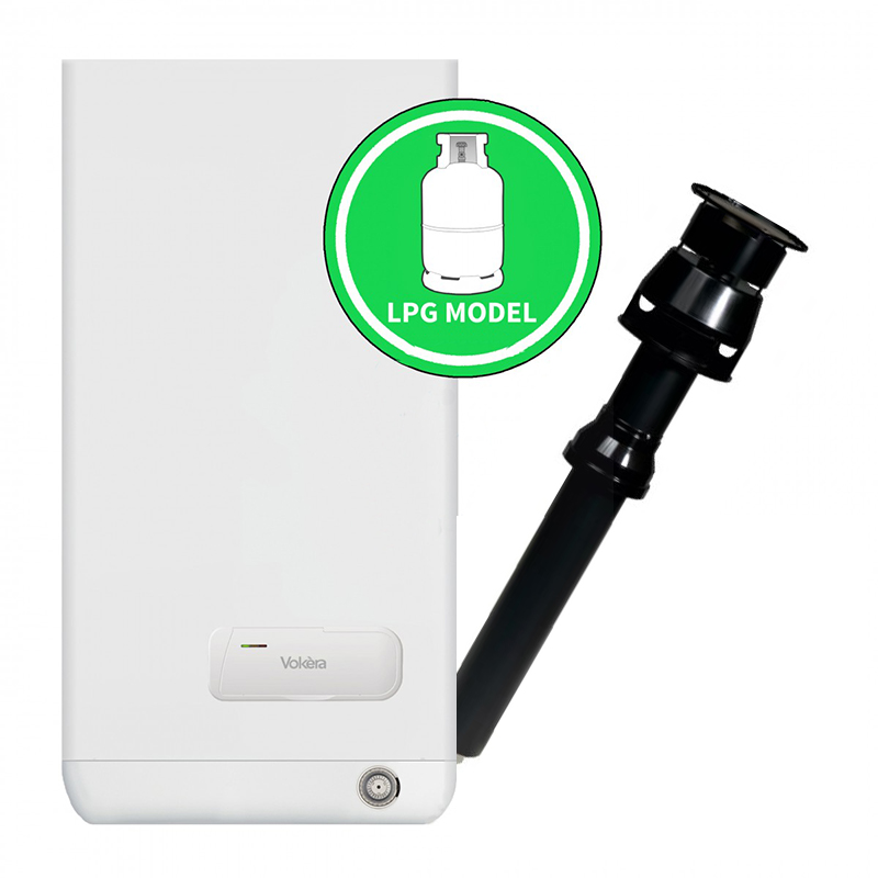 Vokera Easi-Heat Plus 29C (ErP) LPG Combi Boiler, Clock & Vertical Flue Kit